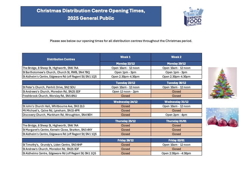 Christmas 2025 Opening Hours | Swindon Food Collective
